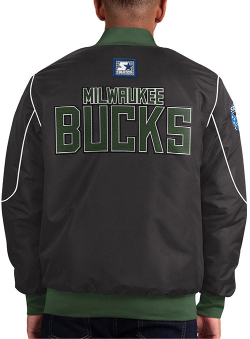 Starter Block Out Milwaukee Bucks Snap Varsity Jacket | Bucks Pro Shop