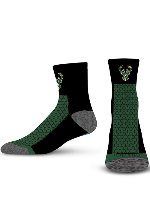 For Bare Feet Box Out Icon Milwaukee Bucks Quarter Socks | Bucks Pro Shop
