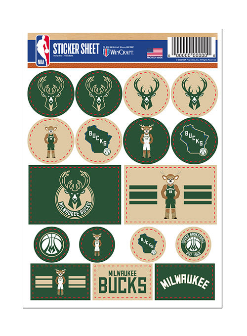 Wincraft Variety Pack Milwaukee Bucks Sticker Sheet | Bucks Pro Shop